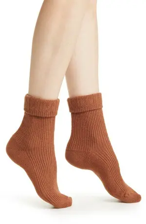 Oroblu Oroblu Hilda Wool & Cashmere Blend Crew Socks Caramel