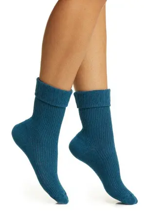 Oroblu Hilda & Cashmere Blend Crew Socks - Cobalto