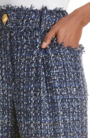 Balmain Pleated Tweed Shorts