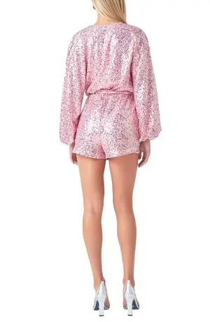 Endless Rose Sequin Romper - Pink