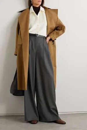 NILI LOTAN Dillon Pleated Wool-twill Wide-leg Pants