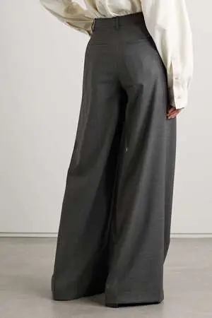 NILI LOTAN Dillon Pleated Wool-twill Wide-leg Pants