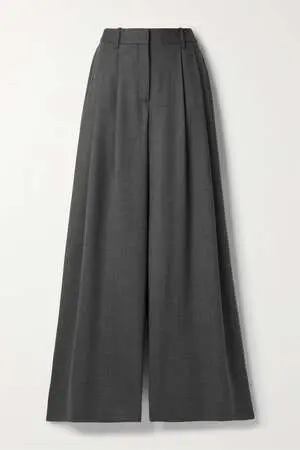 NILI LOTAN Dillon Pleated Wool-twill Wide-leg Pants