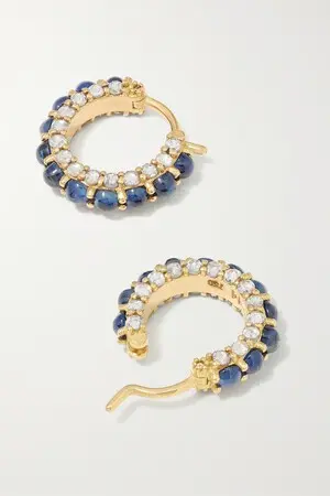 Ileana Makri Streamflow 18-karat Sapphire And Diamond Hoop Earrings - Blue
