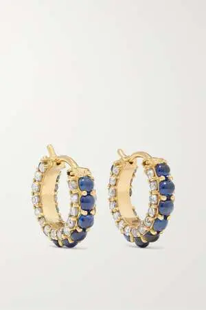 Ileana Makri Ileana Makri Streamflow 18-karat Gold, Sapphire And Diamond Hoop Earrings Gold