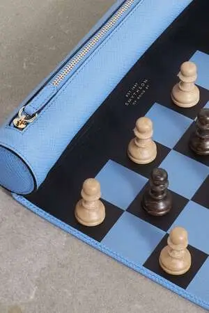 Smythson Panama Textured-leather Chess Roll