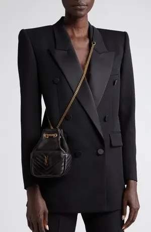 Saint Laurent Mini Joy Matelassé Bucket Bag