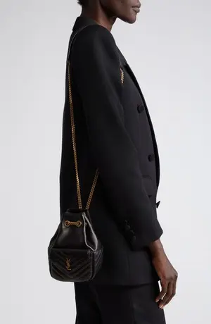 Saint Laurent Mini Joy Matelassé Bucket Bag