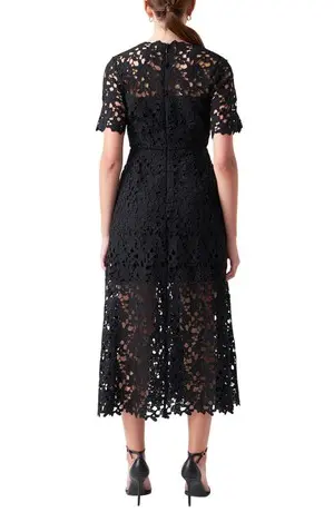 Endless Rose Allover Lace Midi Dress - Black