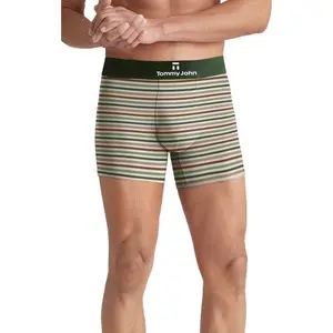 Tommy John Second Skin 4-inch Boxer Briefs Beige Globe Stripe