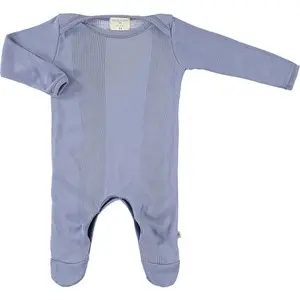 PAIGELAUREN Ribbed Cotton & Modal Footie - Blue