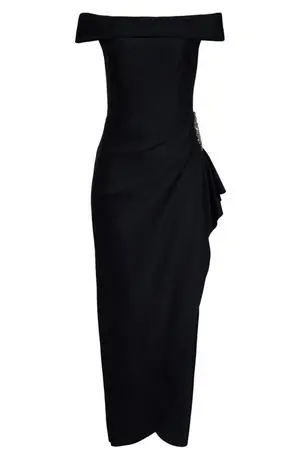 Alex Evenings Off-the-shoulder Side-swept Gown