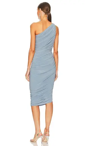 Norma Kamali One Shoulder Ruched Dress - Soft Blue