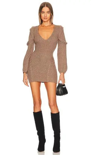 MICHAEL COSTELLO X Malina Deep V Neck Knit Dress