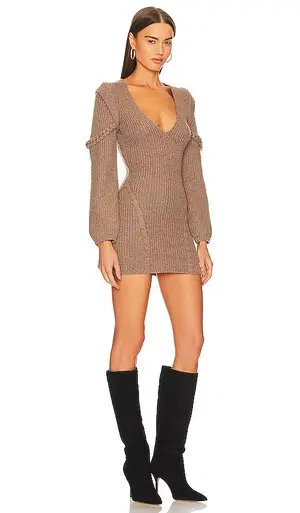MICHAEL COSTELLO X Malina Deep V Neck Knit Dress
