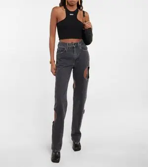 Off-White Logo Cotton-blend Crop Top