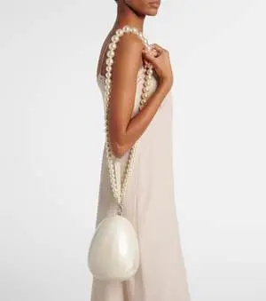 Simone Rocha Egg Leather-trimmed Clutch - White