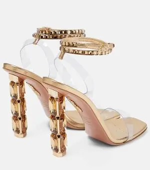 AQUAZZURA Aura Plexi 105 Embellished Sandals - Gold