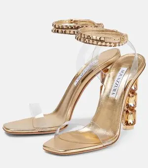 AQUAZZURA Aura Plexi 105 Embellished Sandals - Gold