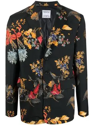 COUNTY OF MILAN Floral-print Single-breasted Blazer