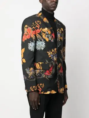 COUNTY OF MILAN Floral-print Single-breasted Blazer