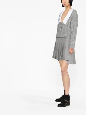 GANNI Contrasting-collar Cable-knit Cardigan