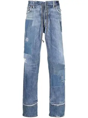GREG LAUREN Patchwork Straight-leg Jeans