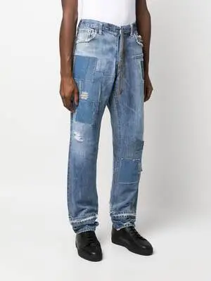 GREG LAUREN Patchwork Straight-leg Jeans