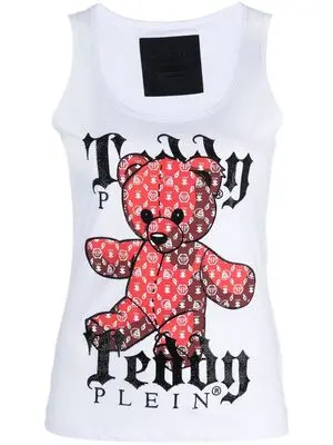Philipp Plein Teddy Plein Sleeveless Tank Top - White