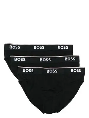 BOSS Logo-waistband Briefs Set Of 3 - Black