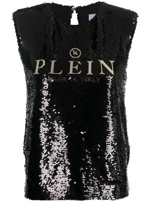 Philipp Plein Sequin-embellished Sleeveless Blouse