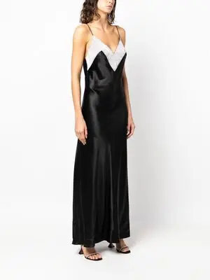 NUE Glittered-trim Slip Dress