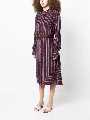 Stella McCartney Striped Silk Midi Shirt Dress
