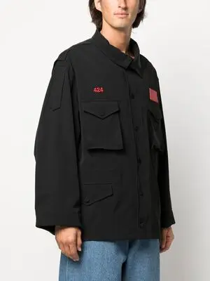 424 Asymmetric Logo-patch Shirt Jacket
