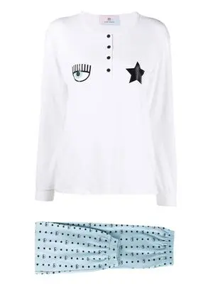 CHIARA FERRAGNI Eye Star Henley-neck Pajamas