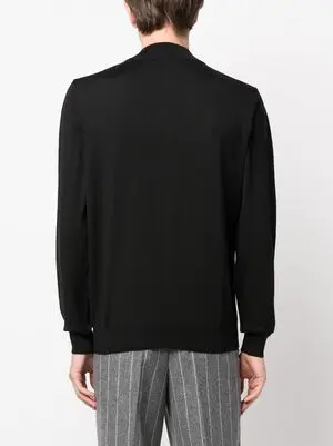 BOSS Fine-knit Zip-up Cardigan - Black
