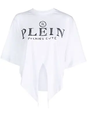 Philipp Plein Embellished-logo Cropped T-shirt