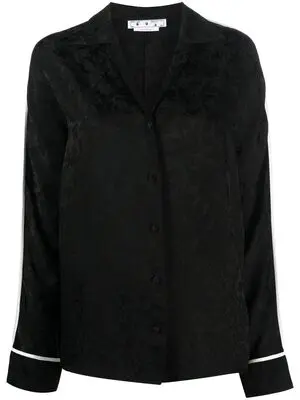 Off-White Floral Jacquard V-neck Blouse