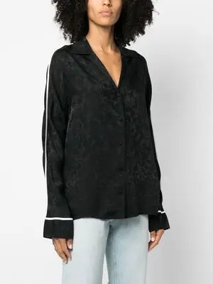 Off-White Floral Jacquard V-neck Blouse