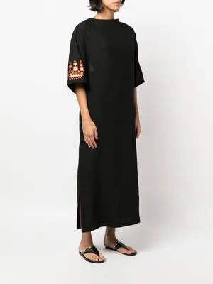 Zeus+dione Triiris Geometric-embroidered Linen Dress