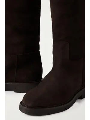 Legres Shearling-lined Suede Knee Boots - Brown