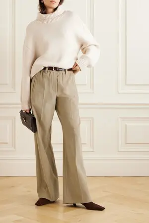 Brunello Cucinelli Cotton-blend Corduroy Wide-leg Pants - Neutrals