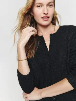 REFORMATION Clara Crew Cardigan - Black