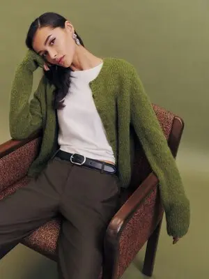REFORMATION Reformation Clara Crew Cardigan Pear