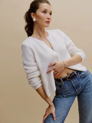 REFORMATION Reformation Clara Crew Cardigan White