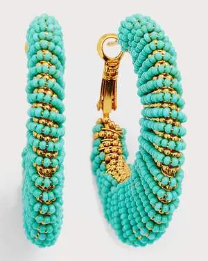 Gas Bijoux Izzia Turquoise Beaded Hoop Earrings Turquoise