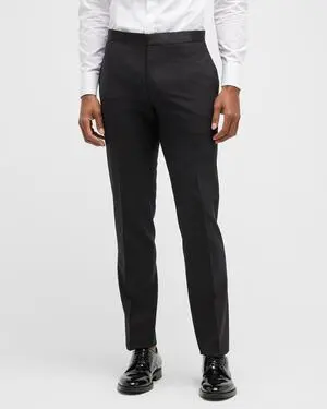 Theory Mayer Stretch-wool Tuxedo Pants - Black