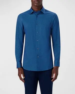 Bugatchi Ooohcotton 8-way Stretch Sport Shirt Night-blue