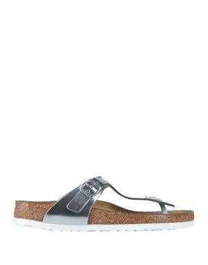 BIRKENSTOCK Thong Sandal In Soft Leather - Silver