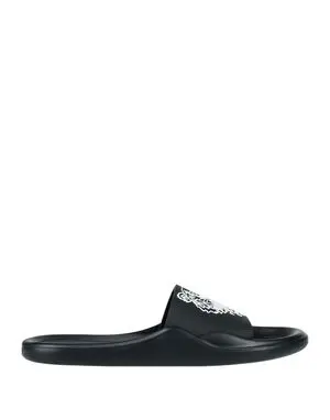 Kenzo Rubber Slides With Printed Logo - Black
